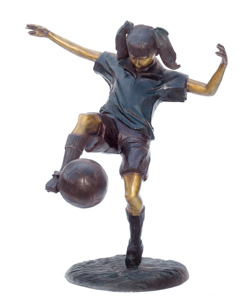 Bronze Girl Soccer Player Statue | Girl Soccer Sculpture