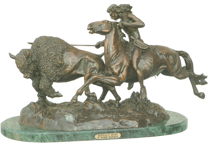 Bronze Buffalo Hunt Statues